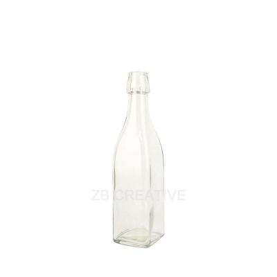 China 500ml Flint Square Glass Water Bottle Swing Top For Beverage 475g CY-803 for sale