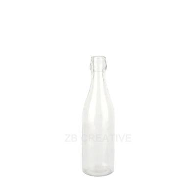 China Flint Round Glass Water Bottle 500ml Swing Top For Juice 389g CY-804 for sale