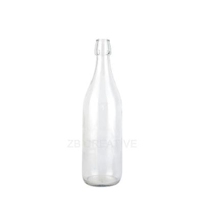 China Round Empty Glass Water Bottle Swing Top 1000ml For Water 455g CY-806 for sale