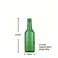 China 360ml Emerald Green Screw Cap Glass Beverage Bottle Soft Drink Container CY-319B for sale