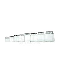 China 45ml-730ml Flint Hexagonal Glass Jars Screw Top Honey Jam 65g-355g CY-1404/1411 for sale