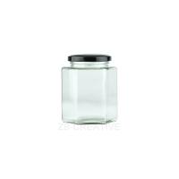 China 45ml-730ml Flint Hexagonal Glass Jar Screw Top Honey Jam Storage CY-1404-1411 for sale
