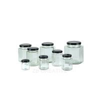 China 45ml-730ml Flint Hexagonal Glass Jar Screw Top Honey Jam Storage CY-1404-1411 for sale
