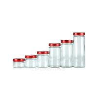 China 75ml-380ml Flint Round Glass Jar Screw Neck Food Candle Storage CY1428-1434 for sale