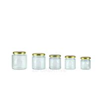 China 100ml-500ml Flint Carved Glass Storage Jars Screw Neck Gift Candy 80g-260g CY1418-1423 for sale