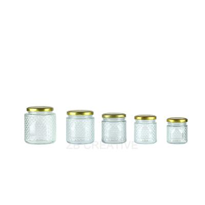 China 100ml-500ml Flint Carved Glass Storage Jars Screw Neck Gift Candy 80g-260g CY1418-1423 for sale
