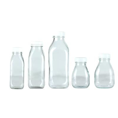 China 250ml-1000ml Flint Milk Glass Bottle Screw Neck Dairy Drink 200g-460g CY1209-1213 for sale