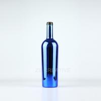 China Electroplated 750ml Custom Bordeaux Glass Wine Bottle Cork Finish Luxury Packaging for sale