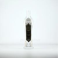 China 375ml Decal Firing Glass Bottle with Cork Top for Premium Spirits Packaging for sale