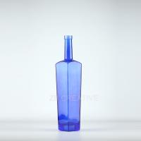China Blue 750ml Spray Coated Glass Bottle Cork Finish Premium Spirits Packaging for sale