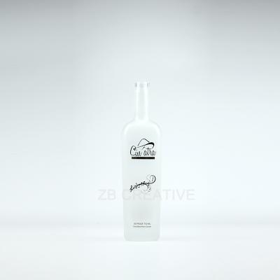 China 750ml Custom Glass Bottle Flint Frosted Glass Liquor Bottle with Cork Top for Premium Spirits Packaging for sale