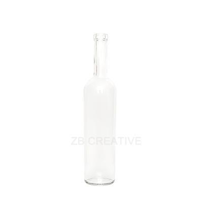 China 750ml Clear Flint Glass Liquor Bottle with Cork Top for Spirits Container for sale