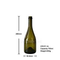 China Antique Green Champagne Glass Bottle 750ml Champagne Neck Wine 630g 3761P-1A for sale