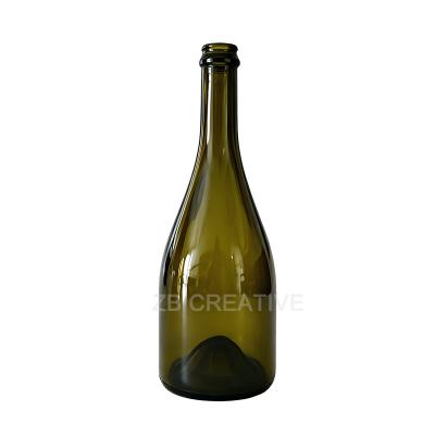 China 750ml Antique Green Champagne Glass Bottle Champagne Neck Wine 630g 3761P-1A for sale