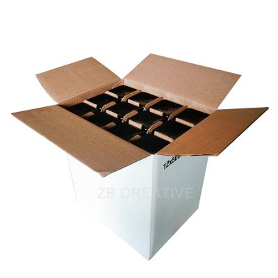 China Watermark Printed B-Flute Corrugated Carton Box 200g Kraft Liner Board Glass Bottle Bulk Shipping for sale