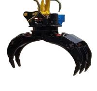 China Hydraulic Log Grapple with Rotator for Mini Excavator Skid Steer Loader 360 Degree Rotation 1-3 Ton for sale