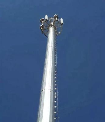 China 50m Gsm Fm 5g Telecom Steel Monopole Tower 3 Platforms Hot Dip Galvanized for sale