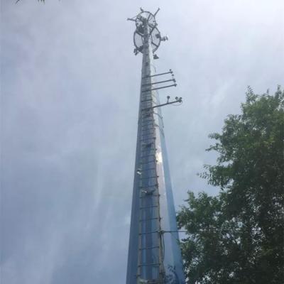 China 100ft Monopole Steel Tower Mobile Cell Phone Tapered / Flanged for sale