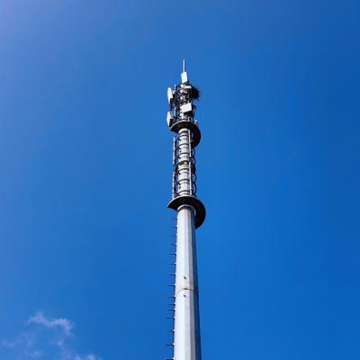 China 15m Q345 Hot Dip Galvanized Monopole Cell Tower With Lights for sale