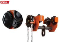 China 10T push travel trolley Geared Manual Trolley for i-beam fixed with long chain for sale