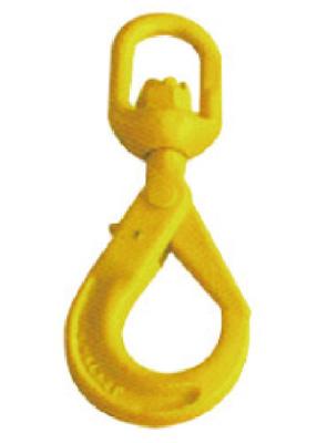 China Yellow Painting Rigging Hardware , 21.2t Swivel Self Locking Hook SLR083-G80 for sale