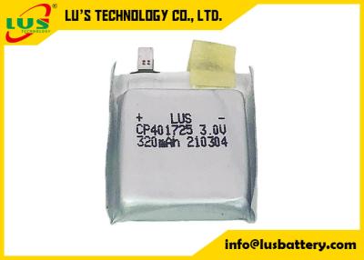 China CP401725 Thin Battery For Trackable Smart Label 3.0 Volt 320 Mah Flexible Lithium Manganese for sale