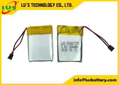 China Smart Card Lithium Ion Battery CP401725 3v 320mah Limno2 Material for sale