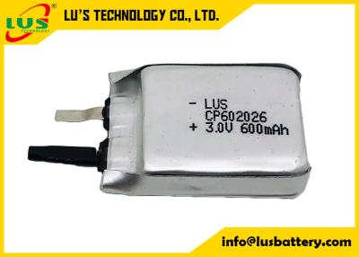 China LiMnO2 Ultra Thin 3.0v CP602026 600mah Non Rechargeable Lithium Battery For RFID Active Tag for sale
