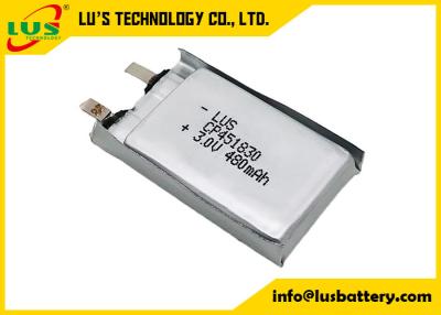 China Flexible Packaging Lithium Manganese Battery CP451830 Thin Lithium Ion Battery 3V 480mah for sale
