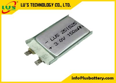 China CP251525 High Rate Battery 3.0v 150mah Limno2 Pouch Cell PTC Safety For Card Applications for sale