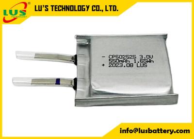 China LiMnO2 Ultra-Thin Cell 3V CP502525 Battery Soft Pack Battery CP502525 3v 550mAh Smart Card Battery for sale