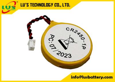 China Hi-Capacity Equivalent Of IEC CR2450 CMOS Battery CR 2450 BIOS Button Cell With Cable And Connector For PCB for sale