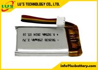 China 3.7V 250mAh LP502030 Lipo rechargeable batteries 250mah flat Lithium-ion polymer battery for sale
