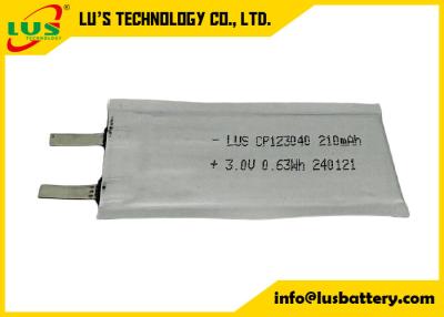 China Lithium Soft battery Cp123040 litlhium manganese battery 210mAh 3V thin cell battery for sale