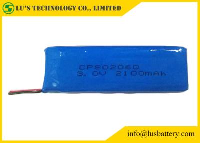 China 3.0v 2100mah Thin Lithium Battery CP802060 Prismatic Flat Limno2 Batteries for sale