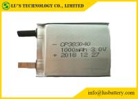 China CP383040 Limno2 Battery 3.0V 1000mAh Thin Battery for sale