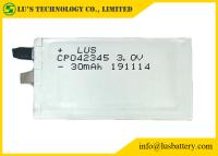 China Flexible LiMnO2 Ultra Thin Cell Cp042345 3 Volt 35mAh For IOT RFID for sale