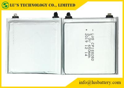 China Tabs Terminals Thin Limno2 Battery Cp155050 3.0v 650mah For ID Card for sale