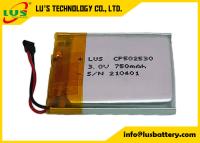 China LP502530 Lithium Polymer Battery 3V 800mAh High Temperature Ultra Thin Battery CP502530 for sale