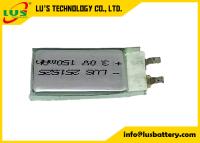 China Flat Lithium Manganese Dioxide Battery CP251525 3.0v 150mah Li Po Ultra Thin Battery for sale