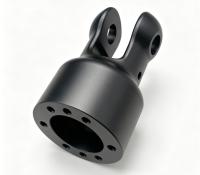 China Custom 6061-T6 Aluminum Clevis Joint Connector with Matte Black Anodized Finish and 5-Axis CNC Machining Precision for sale