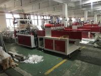 China 4 lines double layers heat bottom sealing and cold cutting HDPE LDPE plastic film T-shirt vest flat shopping bag making machine for sale