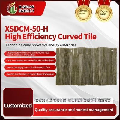 China XSDCM-50-H Curved Photovoltaic Solar Tiles - 50W TOPCon Cells, 2400Pa Snow Load, 25A Max Current for sale