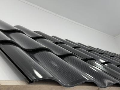 China Sunerise Red Solar Roof Tiles BIPV 50W Curved Arched Tile Waterproof Fireproof for Roof for sale