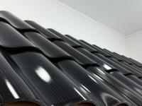 China 50W BIPV Solar Roof Tile 685x420mm Black Curved Photovoltaic Panel TOPCon 9 Cells for sale