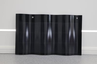 China Bluesun 50W Curved Solar Roof Tile Double Glass TOPCon Cell 685x420mm IP68 Solar Panel for sale