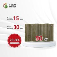China Green Curved Solar Roof Tiles BIPV Photovoltaic Panel 50W 685×420×9mm TOPCon Cell Technology for sale