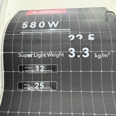 China 580W Flexible Solar Panel 18 Cell BIPV Module Black Soft Photovoltaic Panel for Roof Durability for sale