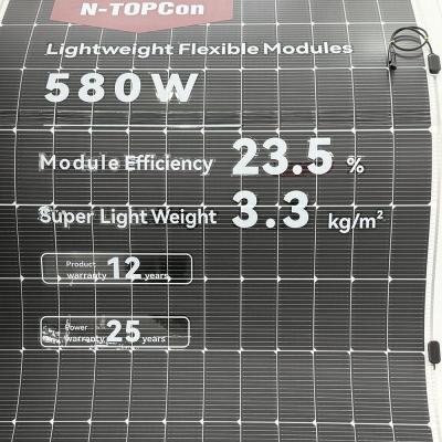 China 520W Flexible Solar Panel 2260x1219x3mm TOPCon Cell IP68 Junction Box for BIPV Roof for sale
