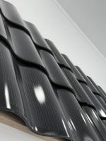 China 50W BIPV Solar Roof Tile Black Topcon Cell 685x420x9mm One Piece Molding Curved Glass for sale